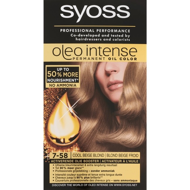 Syoss Oleo Intense Permanent Oil Color 7-58 Cool Beige Blond